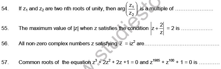 JEE Mathematics Complex Numbers MCQs Set C with Answers